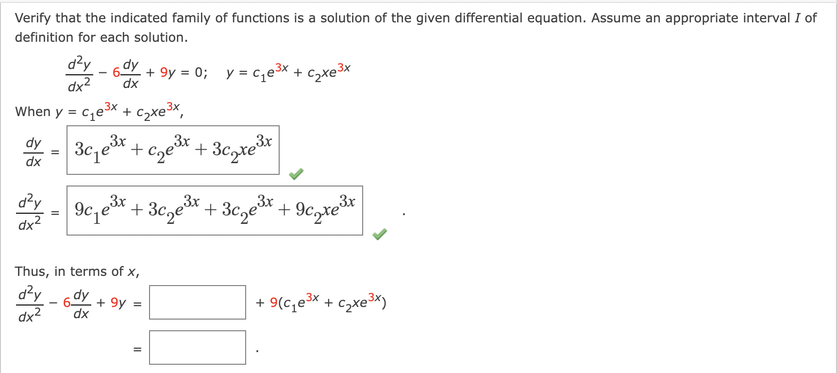 Solved Verify that the indicated family of functions is a | Chegg.com