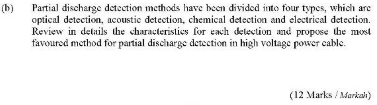 Solved (1) Partial discharge detection methods have been | Chegg.com