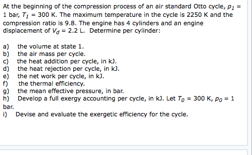 Solved At the beginning of the compression process of an air | Chegg.com