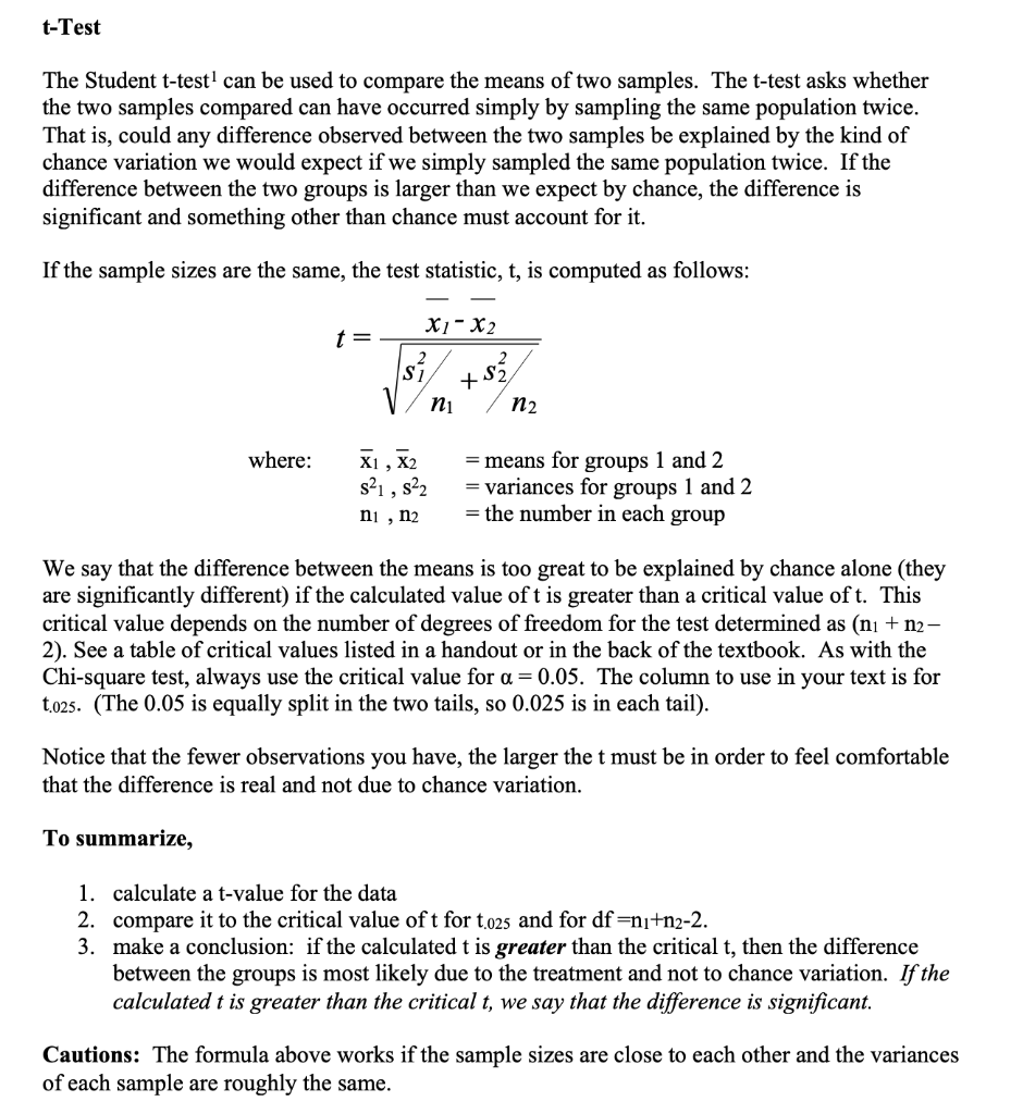 Solved Variation and the Student t-test Imagine that you | Chegg.com