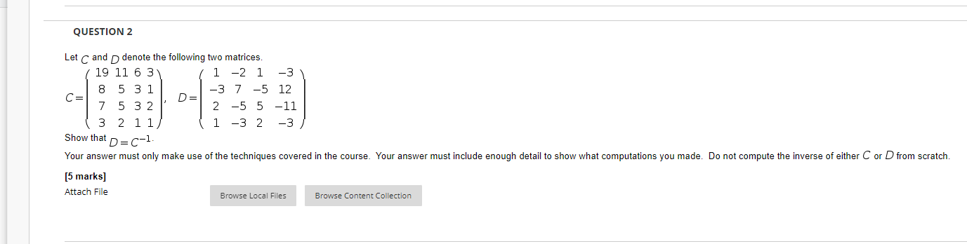 Solved QUESTION 2 ਹੈ। Let C and D denote the following two | Chegg.com