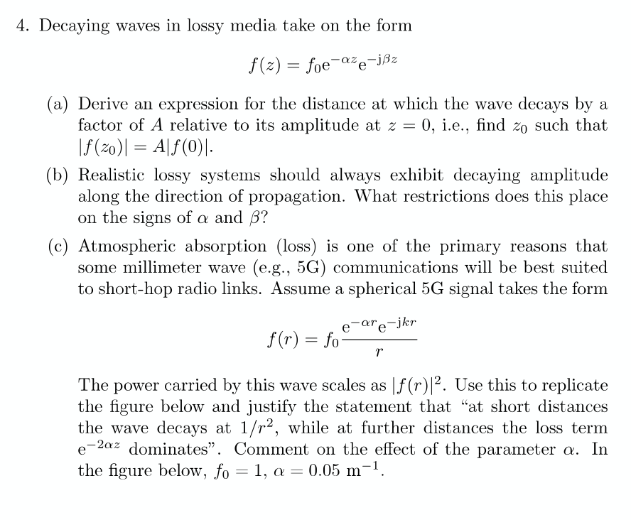 Solved 4. Decaying waves in lossy media take on the form | Chegg.com