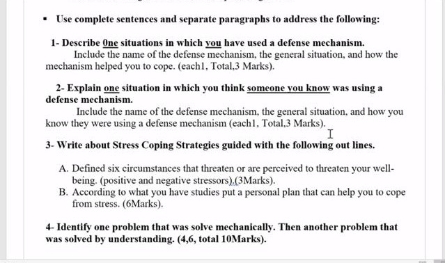 Solved . Use complete sentences and separate paragraphs to | Chegg.com