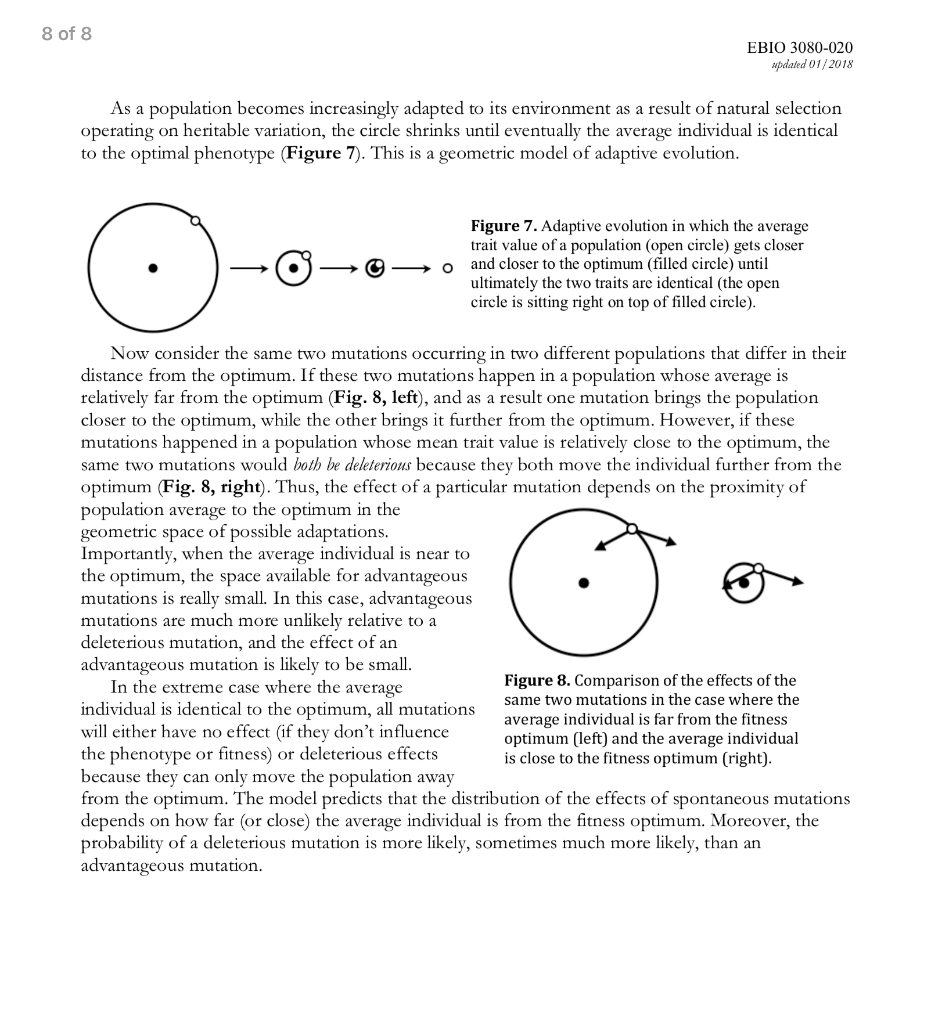 Solved Fisher's Geometric Model of Adaptation One way to | Chegg.com