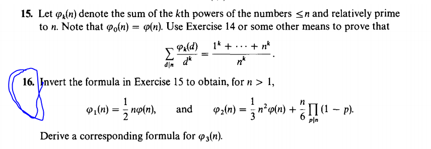 Solved 16. Invert the formula in Exercise 15 to obtain, for | Chegg.com