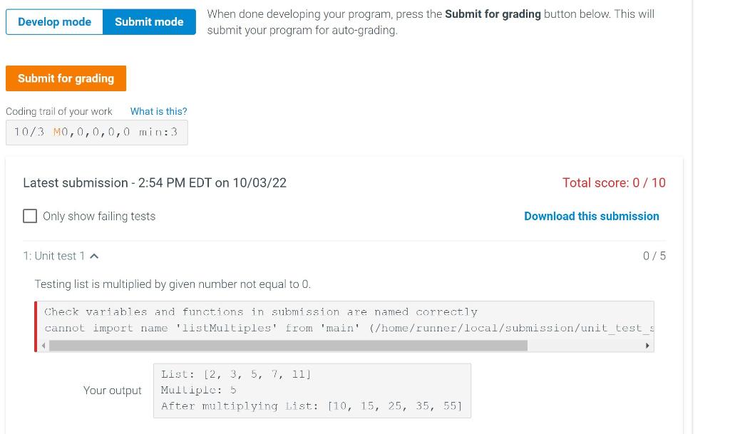 Solved Write a function, listmultiples, that takes a list, | Chegg.com