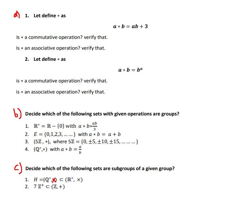 Solved a∗b=ab+3 Is ∗ a commutative operation? verify that. | Chegg.com