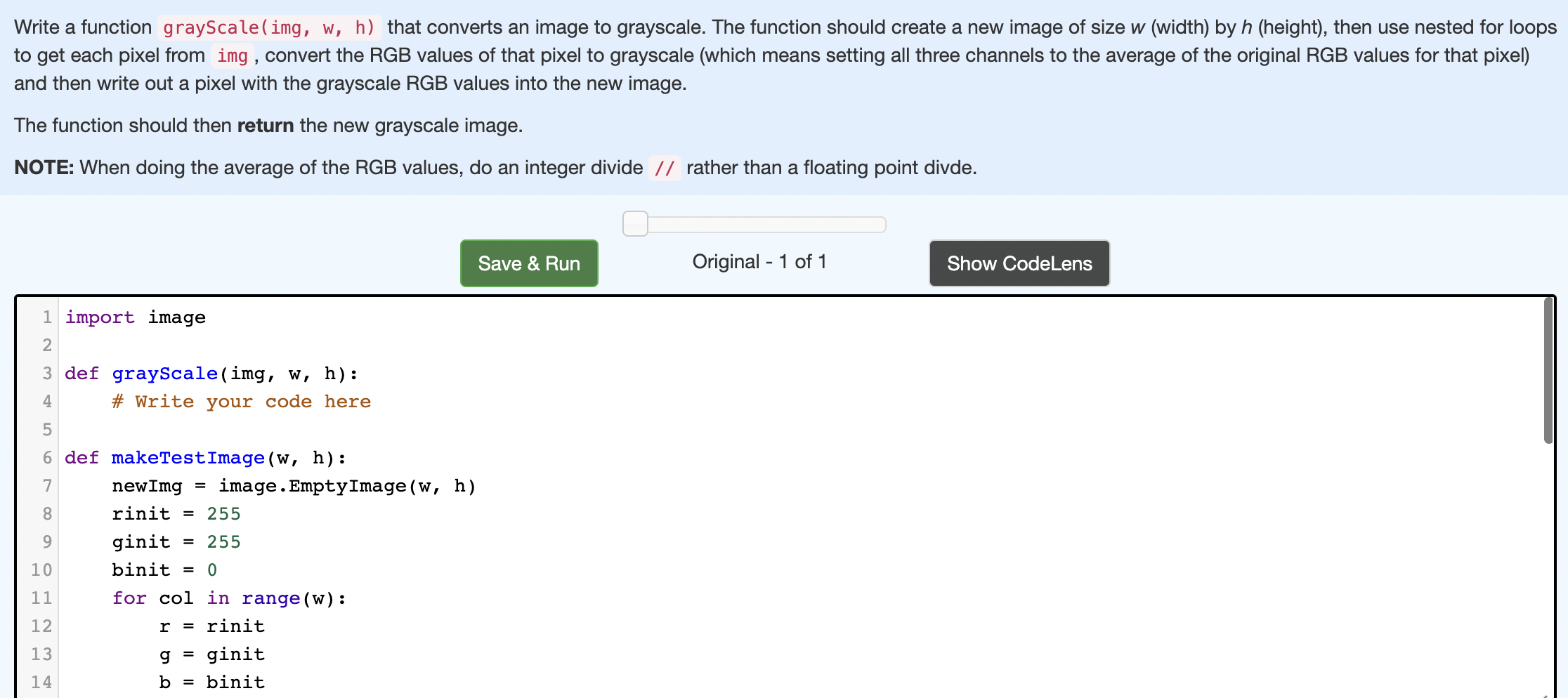 Solved Write a function grayScale (img, w, h) that converts | Chegg.com