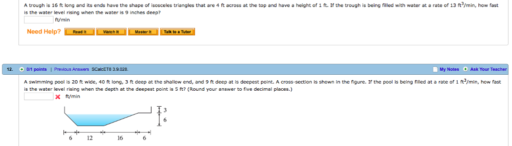 Solved A trough is 16 ft long and its ends have the shape of | Chegg.com