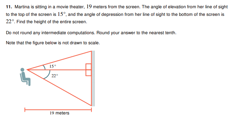 Solved 11. Martina is sitting in a movie theater, 19 meters | Chegg.com
