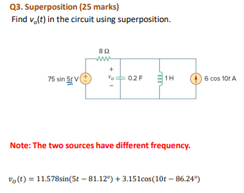 Solved Q3. Superposition (25 marks) Find vo(t) in the | Chegg.com