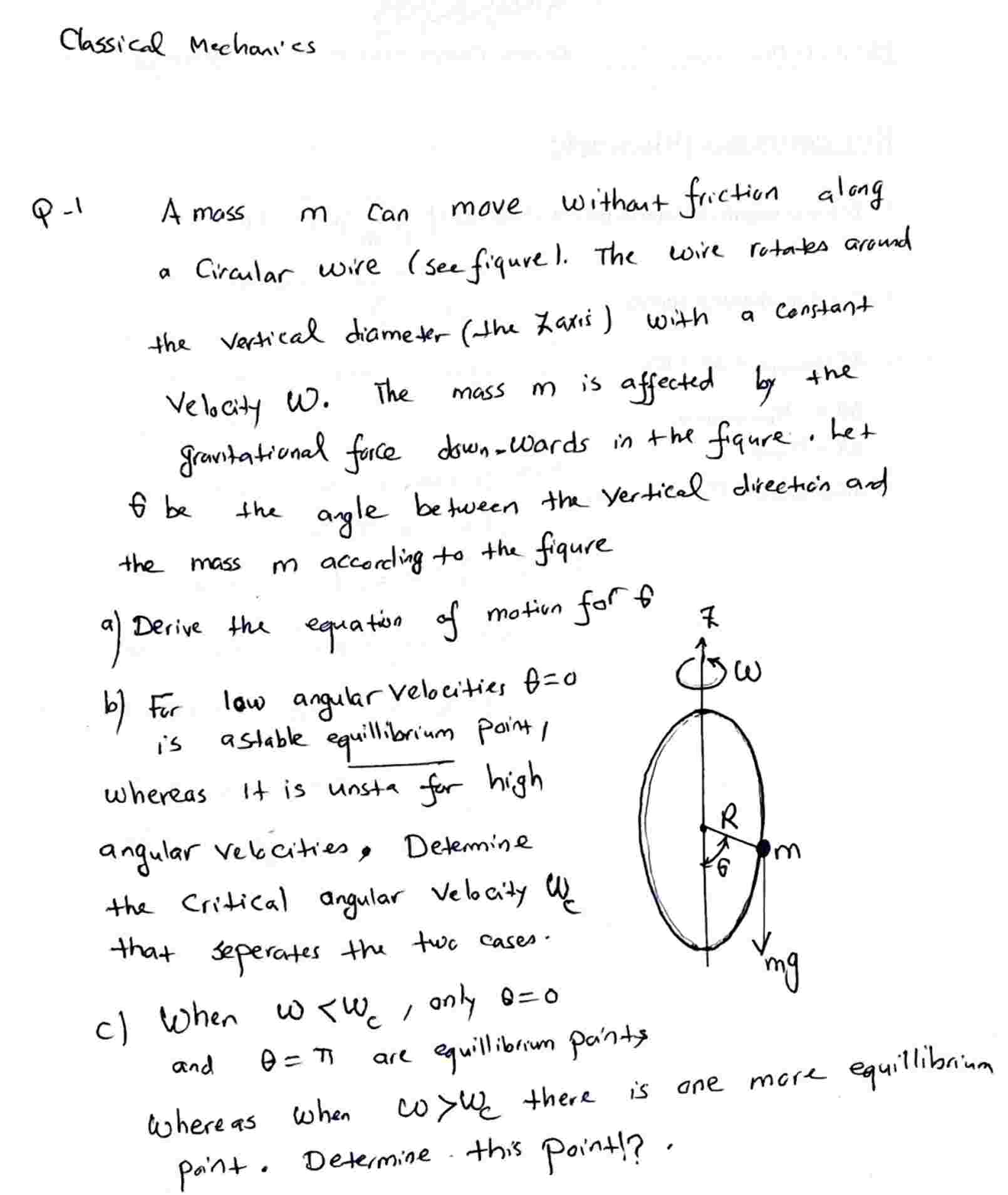 Solved Classical MechanicsQ-1 ﻿A mass m ﻿can move without | Chegg.com