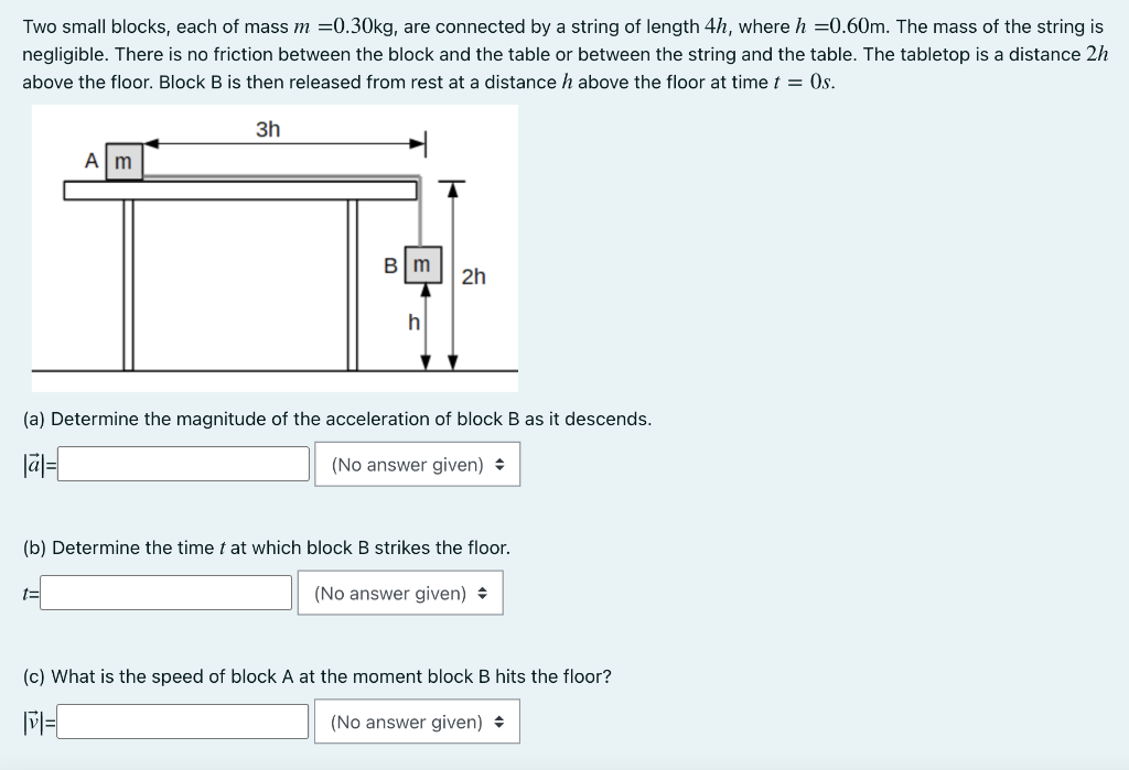 Solved Two small blocks, each of mass m =0.30kg, are | Chegg.com