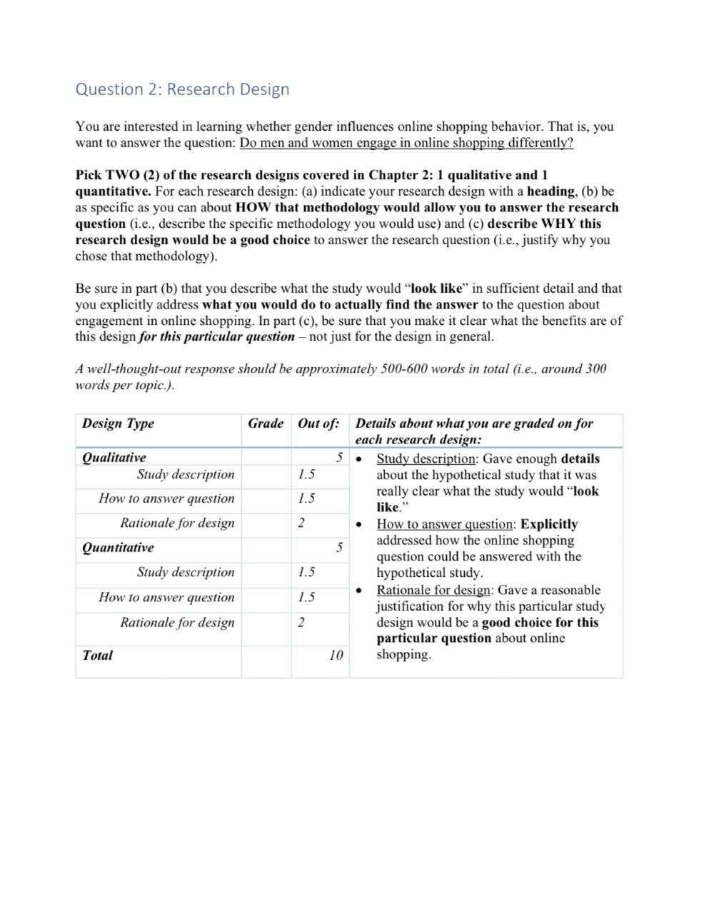Solved Question 2: Research Design You are interested in | Chegg.com