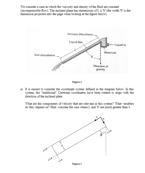 Solved 3. Flow of a Film of Water Down an Inclined Plane The | Chegg.com
