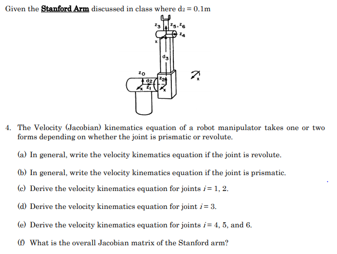 Given the Stanford Arm discussed in class where d2 | Chegg.com