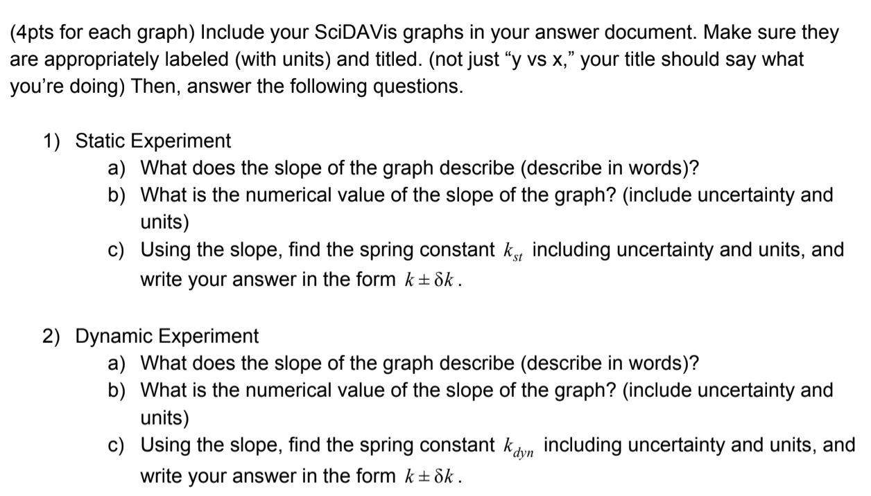 (4pts for each graph) Include your SciDAVis graphs in | Chegg.com