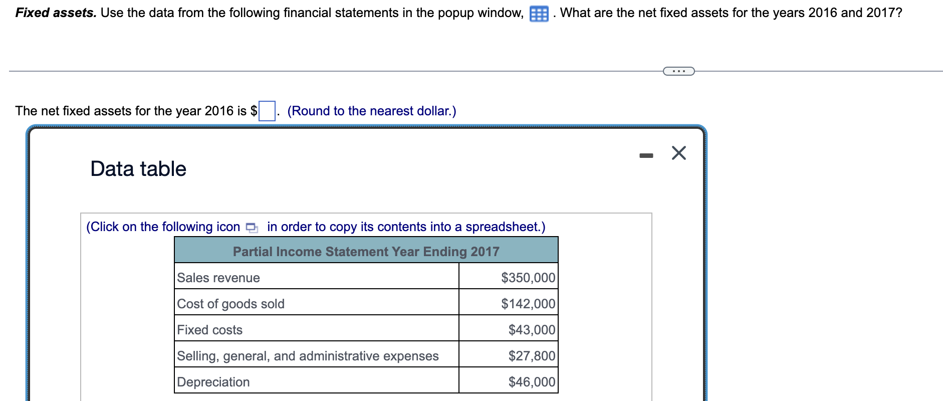 Solved Fixed assets. Use the data from the following | Chegg.com