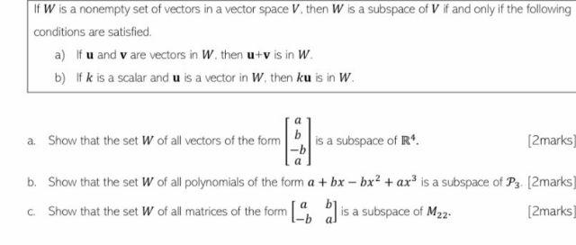 Solved If W is a nonempty set of vectors in a vector space | Chegg.com