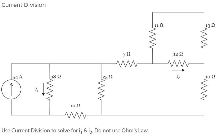 Solved Curront Mivician Use Current Division to solve for | Chegg.com