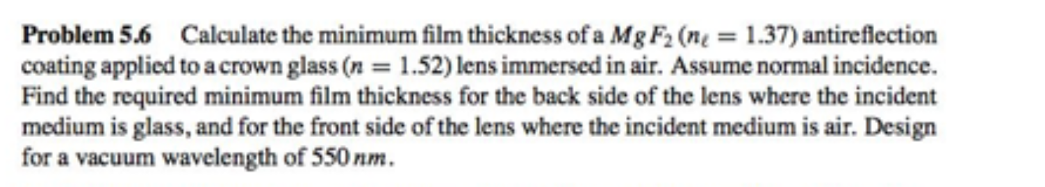 Solved Problem 5.6 Calculate the minimum film thickness of a | Chegg.com
