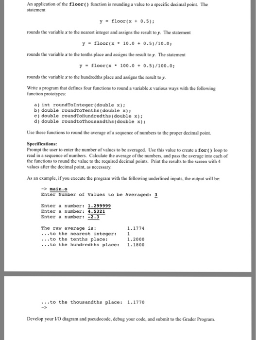 Solved An Application Of The Floor Function Is Rounding A