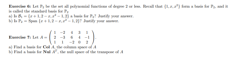Solved Exercise 6: Let P2 be the set all polynomial | Chegg.com
