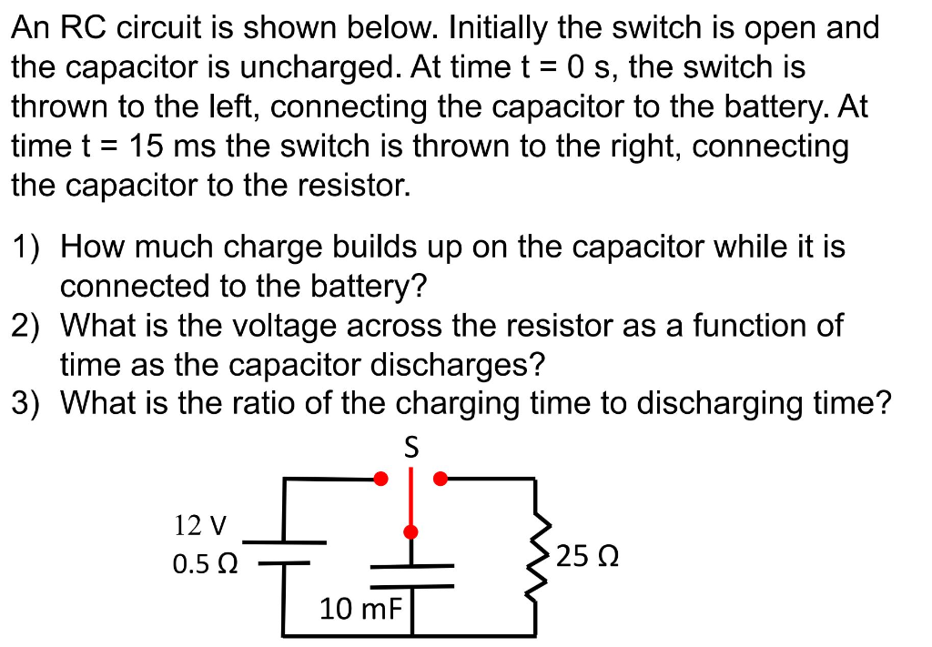 Solved An RC circuit is shown below. Initially the switch is | Chegg.com