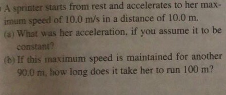 Solved A sprinter starts from rest and accelerates to her | Chegg.com