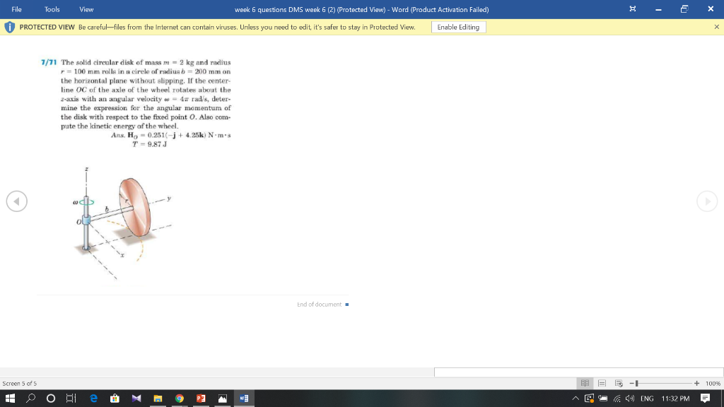 Solved the solid circular disk of mass m = 2kg and radius r | Chegg.com