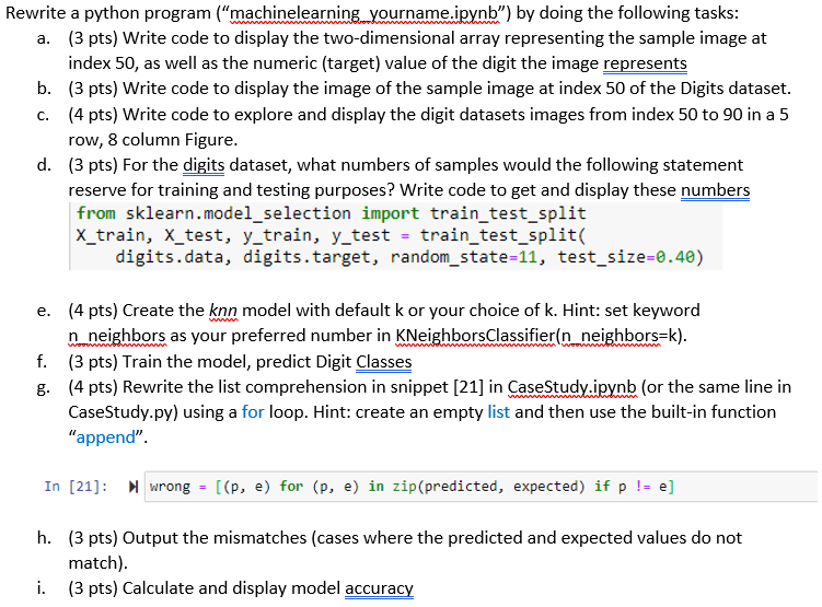 Solved Rewrite a python program (“machinelearning | Chegg.com