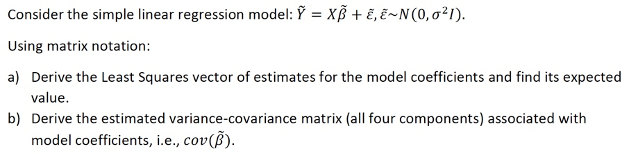 Solved Consider the simple linear regression model: Ỹ = Xß + | Chegg.com