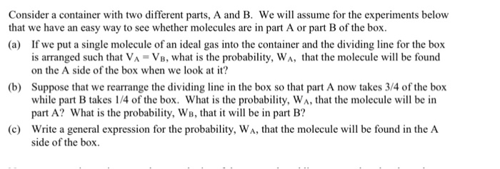 Solved Consider a container with two different parts, A and | Chegg.com