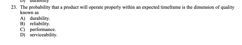 Solved durabiny 23. The probability that a product will | Chegg.com