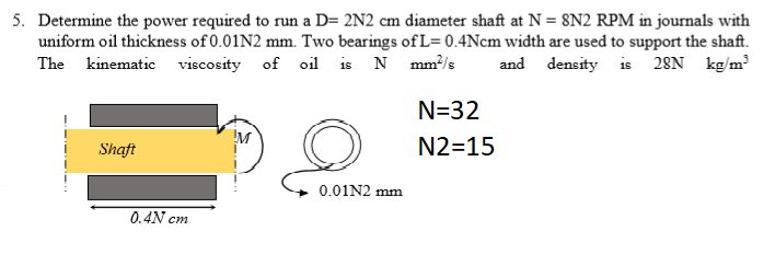 Solved 5. Determine the power required to run a D=2N2 cm | Chegg.com