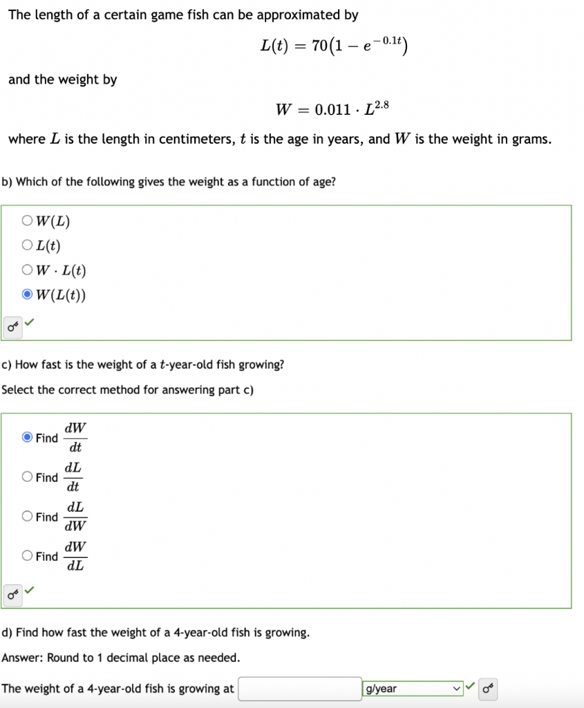 Solved The length of a certain game fish can be approximated | Chegg.com