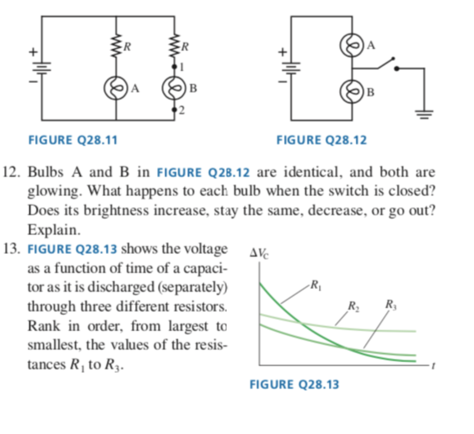 Solved R R A + e e he B 2 FIGURE Q28.11 FIGURE Q28.12 12. | Chegg.com