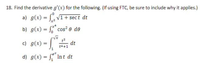 Solved 18. Find the derivative g′(x) for the following. (If | Chegg.com