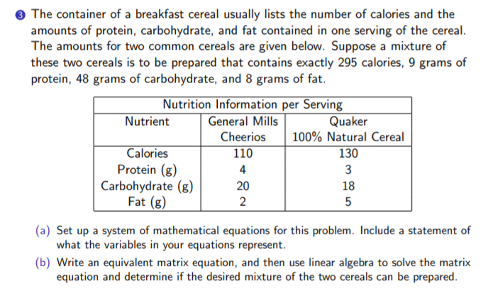 Solved The container of a breakfast cereal usually lists the | Chegg.com