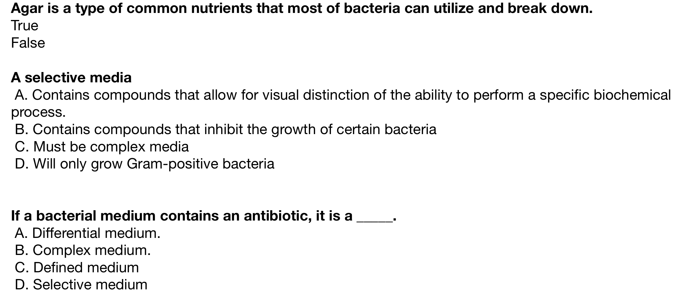 Solved Agar is a type of common nutrients that most of | Chegg.com