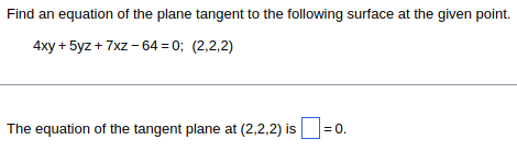Solved Find an equation of the plane tangent to the | Chegg.com