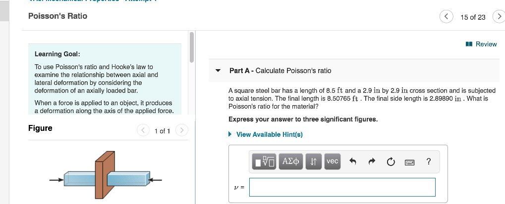Solved Poisson's Ratio 15 of 23 Review Learning Goal: Part A | Chegg.com