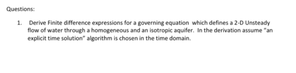 Solved Questions: 1. Derive Finite difference expressions | Chegg.com