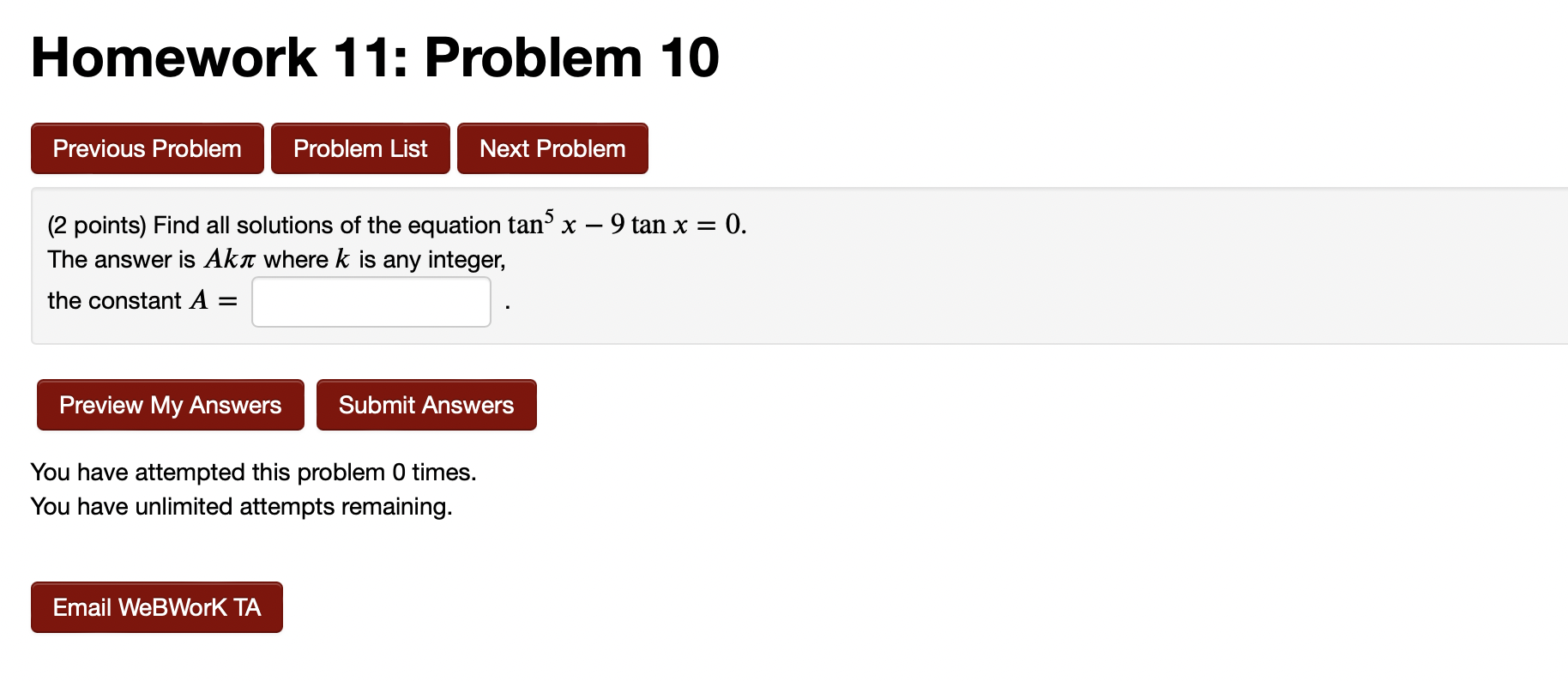 Solved Homework 11: Problem 10 Previous Problem Problem List | Chegg.com
