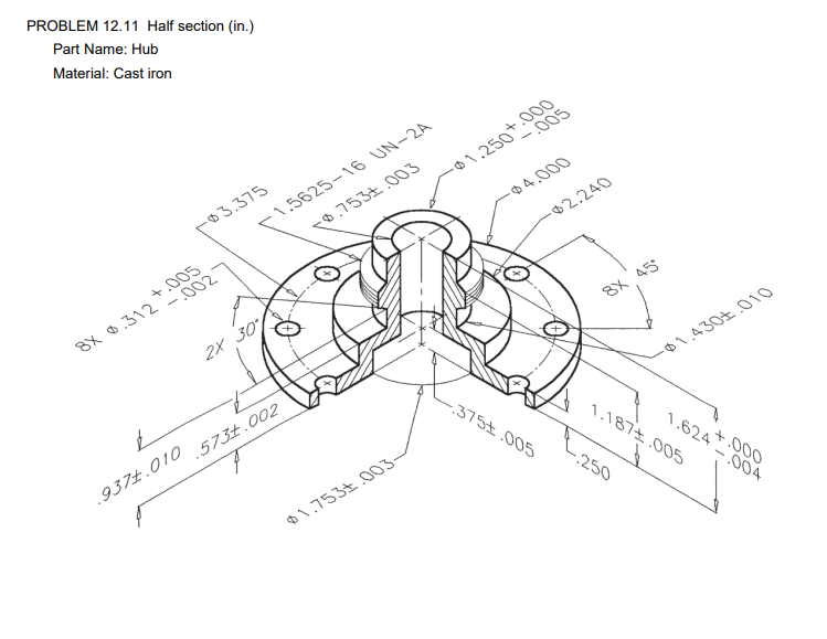 Solved Complete the following section view drawings with | Chegg.com