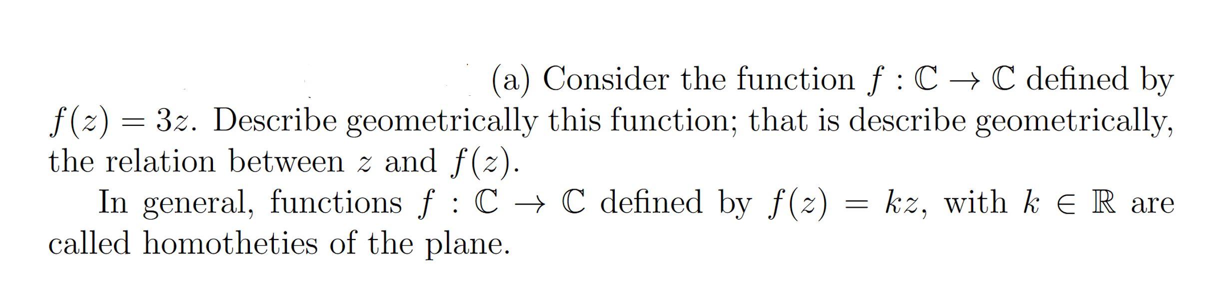 Solved (a) Consider the function f :C + C defined by f(x) = | Chegg.com