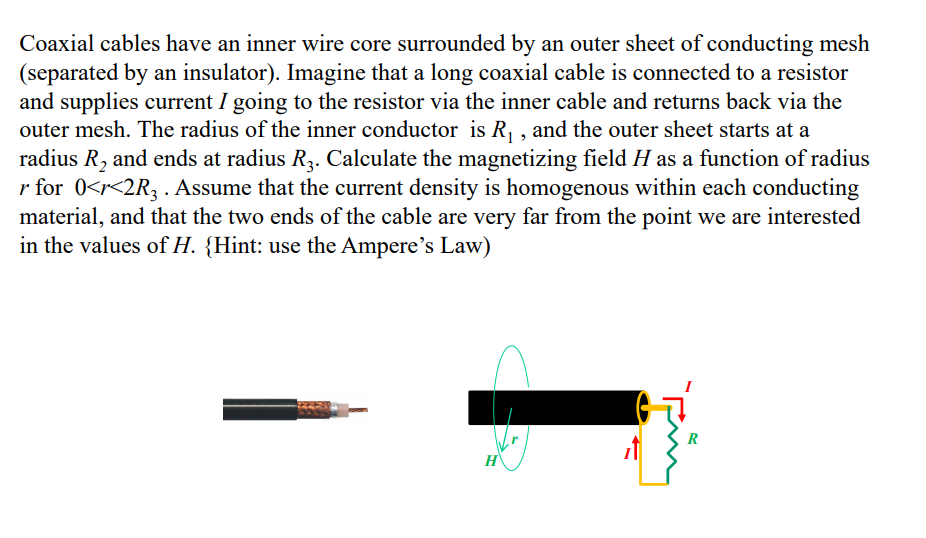 Solved Coaxial cables have an inner wire core surrounded by | Chegg.com
