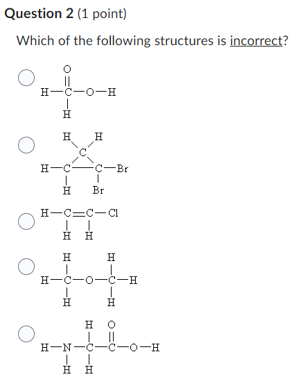 Solved Which of the following structures is incorrect? | Chegg.com
