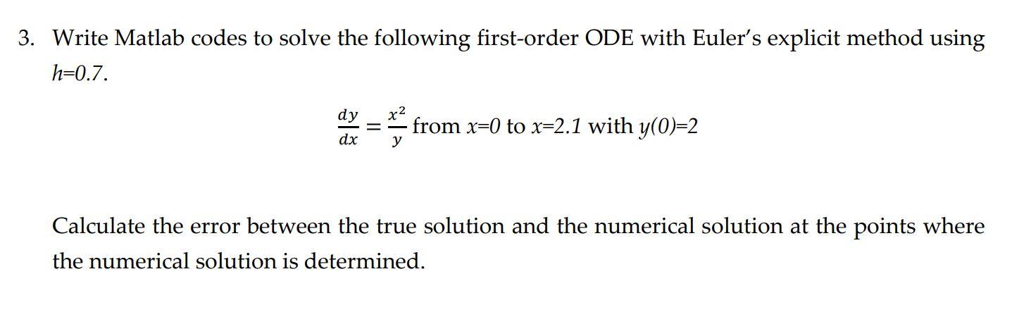 Solved 3. Write Matlab codes to solve the following | Chegg.com