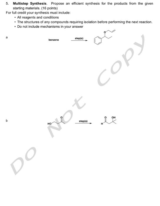 Solved 5. Multistep Synthesis. Propose an efficient | Chegg.com